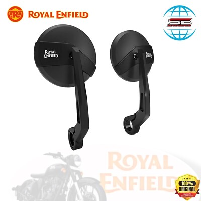 BLACK BAR END MIRRORS FOR ROYAL ENFIELD CLASSIC 350 HUNTER 350 BULLET ...