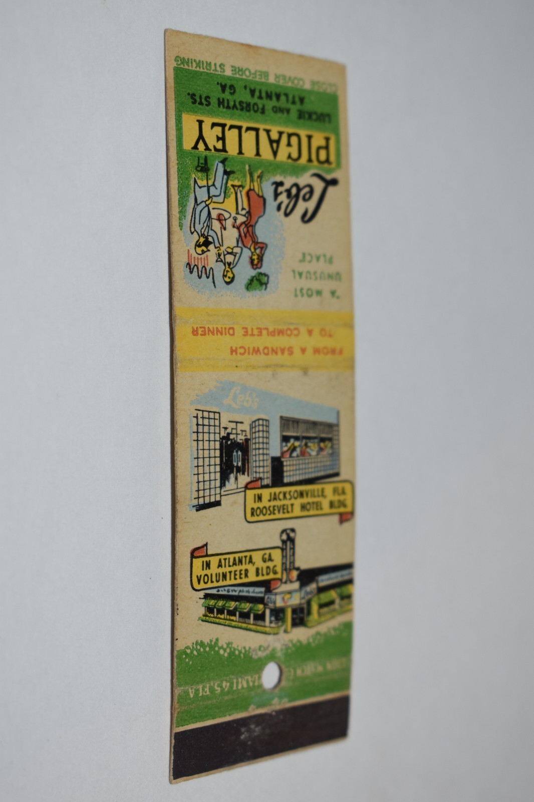 Leb's Pigalley Restaurant Atlanta Georgia 20 Strike Matchbook Cover | eBay