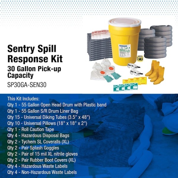 Chemsorb Sp30ga-Sen30 Spill Kit, 30 Gal Volume Absorbed Per Kit, 55 Gal 816139013398| eBay
