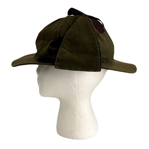 Vintage Royal Scot Green Waxed Cotton Deerstalker Double Billed Hat ...