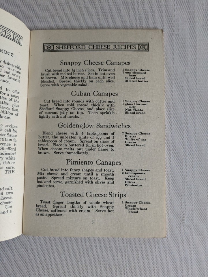 Shefford Cheese Recipes 1920s Syracuse Brooklyn NY Henriette de Bruin ...