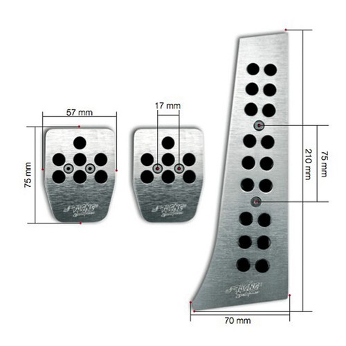 Kit 3 Pedali Sportivi in Alluminio Ergal Gommini Neri Antiscivolo ...