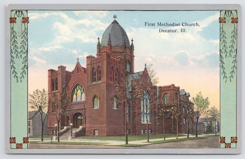 Decatur Illinois~First Methodist Church~Decorative Border~c1910 ...