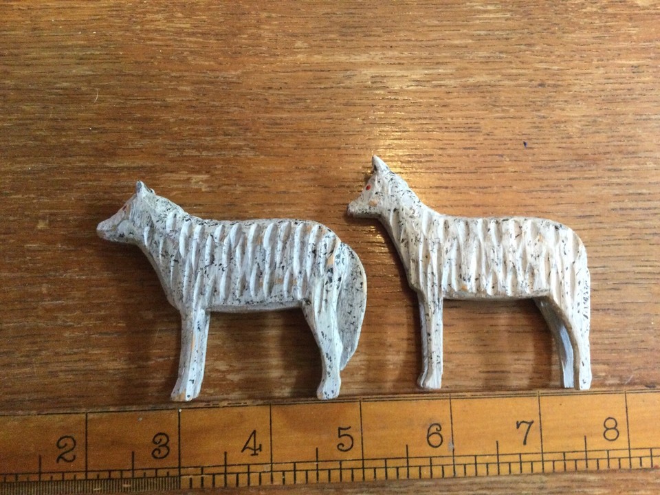 Rare Larger Size Erzgebirge Ark Animals Antique Vintage Wooden Wolves x ...