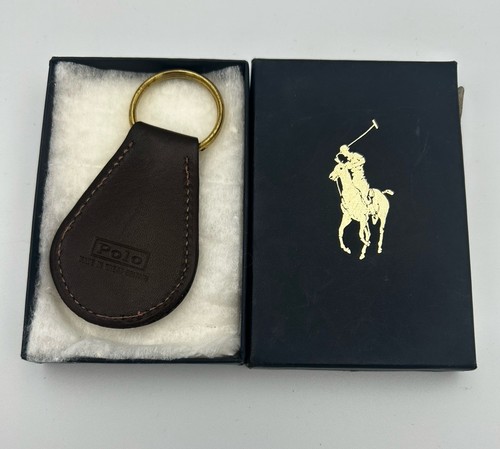 Vintage Polo Ralph Lauren Key Chain Key Ring Fob Brown Saddle Leather ...