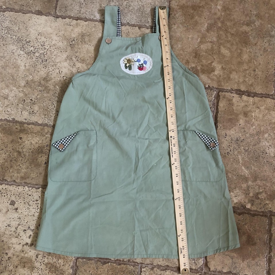 Cozy Town Apron Women Small Sage Green Pinafore Jumper Apron Gingham ...