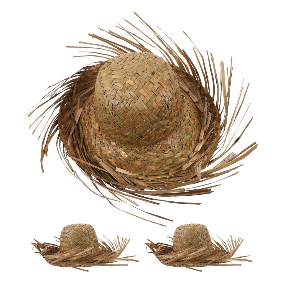 3pcs Women Straw Sun Hats Hawaiian Beach Straw Hats For Tropical Party ...