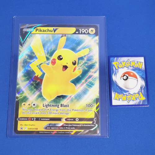 Pokemon TCG PIKACHU V SWSH198 Black Star Promo Oversized Jumbo card w ...