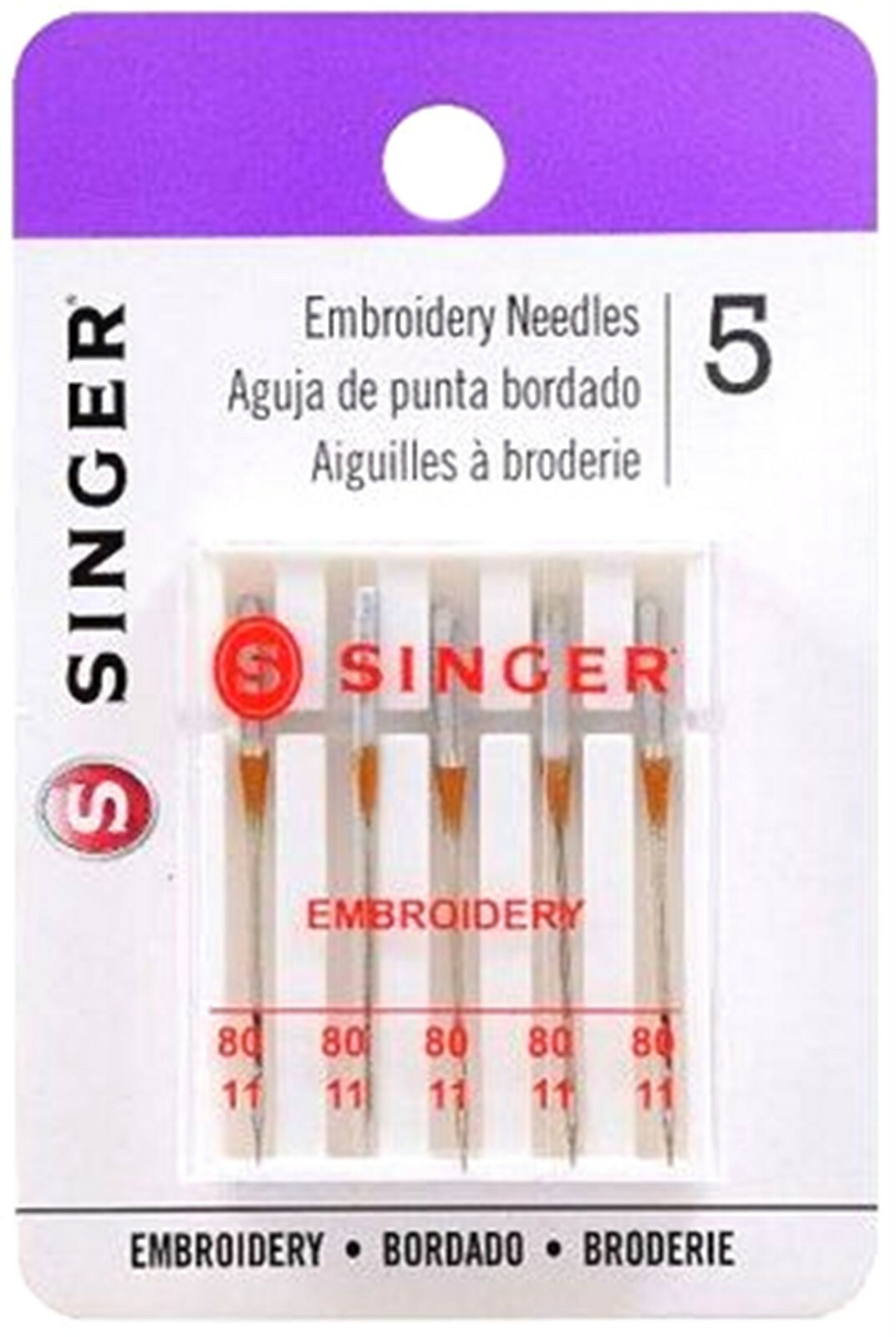 SINGER EMBROIDERY HOME SEWING MACHINE NEEDLES SIZE 80/11 Part# S04727~5 ...