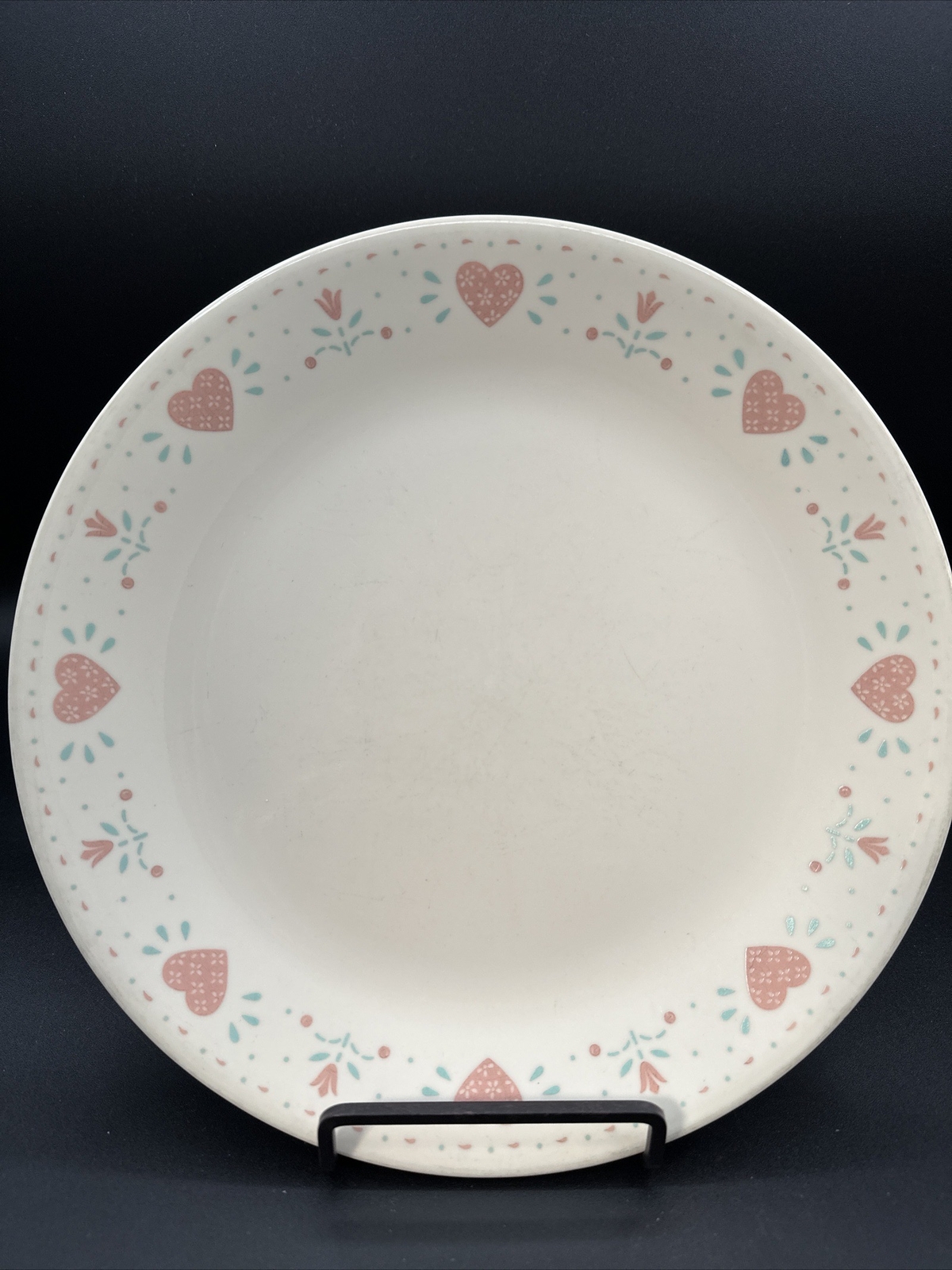 Corelle Forever Yours Heart Dinner Plates 10.25" Dia Pink & Blue Hearts ...