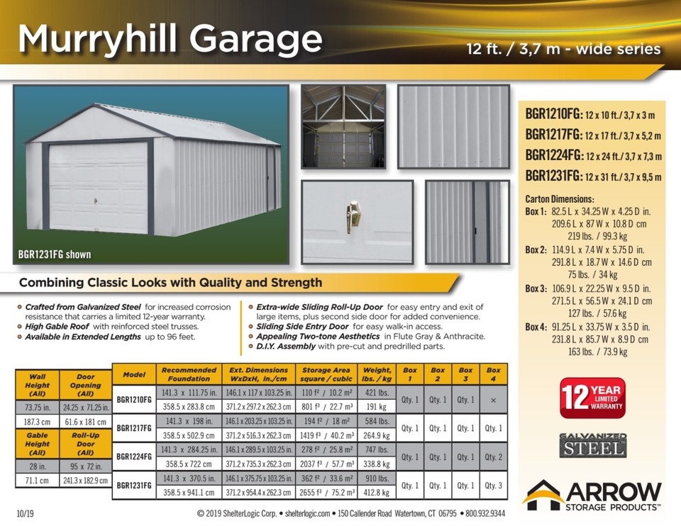 Arrow Murryhill 12 x 10 Garage, Steel Storage Building, Pre Fab Storage ...