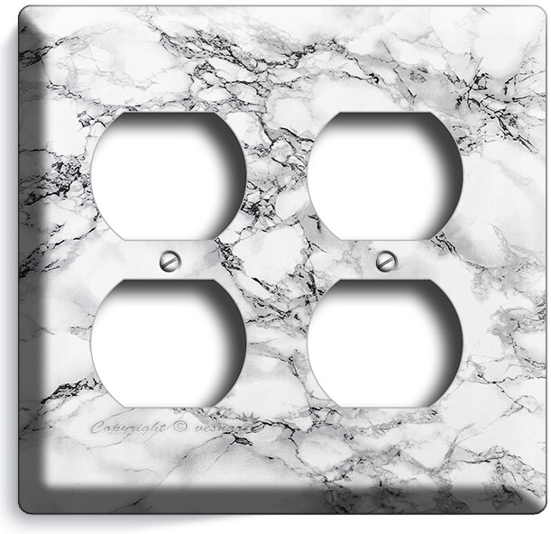 WHITE ITALIAN MARBLE STYLE LIGHT SWITCH OUTLET PLATE ROOM KITCHEN ...