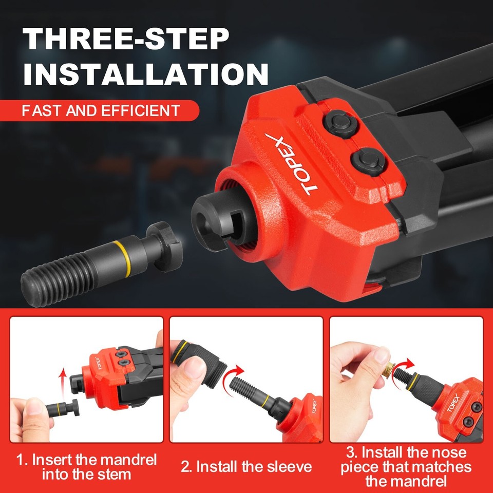 160PCS Heavy Duty Nut Rivet Riveter Rivnut Nutsert Gun Riveting Kit ...