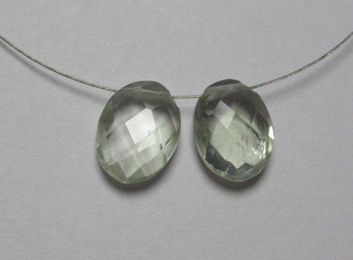 Green Amethyst Checker Cut Briolette Oval Drilled 2 Pcs 8.45 ct ...