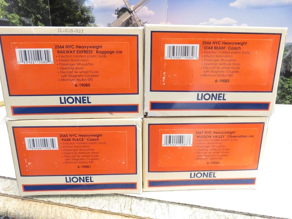 LIONEL 19080-83 NYC GREY HEAVYWEIGHT 18" PASSENGER 4 CAR SET- NEW- S7 ...
