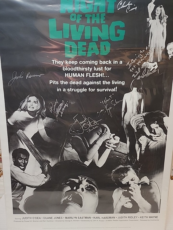 Night Of The Living Dead 24x36 REPRINT Poster W/ Multiple Autographs No ...