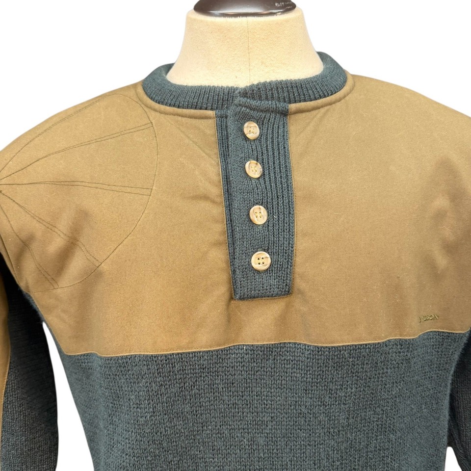 FILSON Guide Henley Wool Sweater Reinforced Shoulder Field Knit ...
