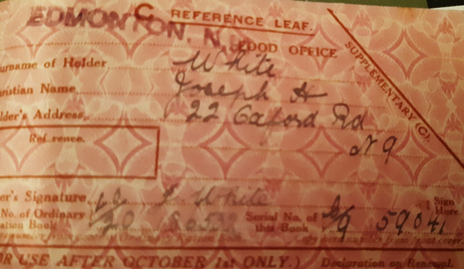 Antique WW1 1918 Ration Book 1918 Edmonton London great war history ...