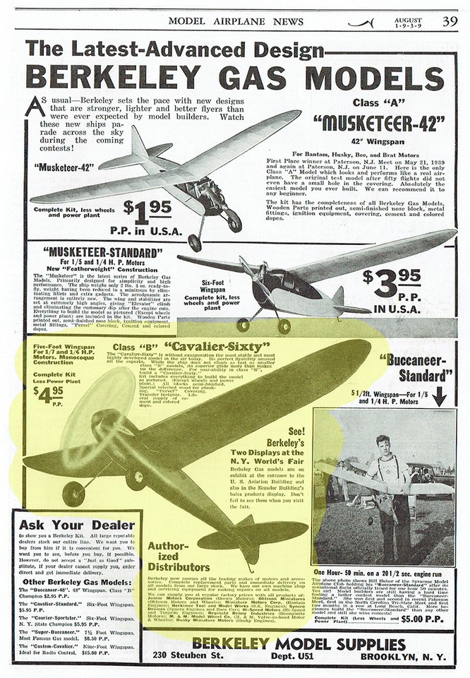 Berkeley Model Airplane Plans (FF): Cavalier-Sixty 60" Class B by Ben ...