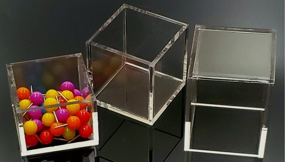 4x4x3 Clear & Colorful Acrylic Display Boxes Decorative Cube Stands ...