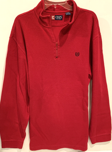 Chaps Mens Sz XLT Tall Cotton Red Sweater 1/4 Zip Neck Holiday Winter ...