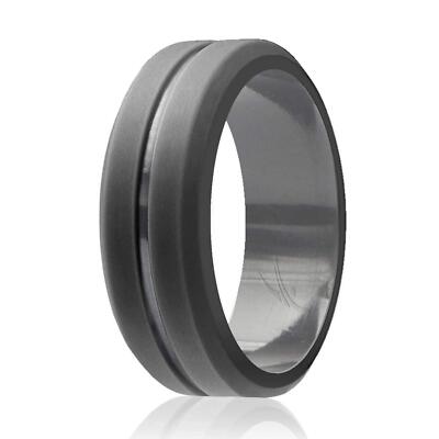 Silicone Wedding Ring - Engraved Middle Line - Grey by ROQ for Men - 9 ...