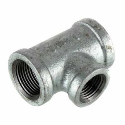 3/4"x3/4"x1/2" inch Galvanized Tee Maleable IPS Threaded Reducing ...