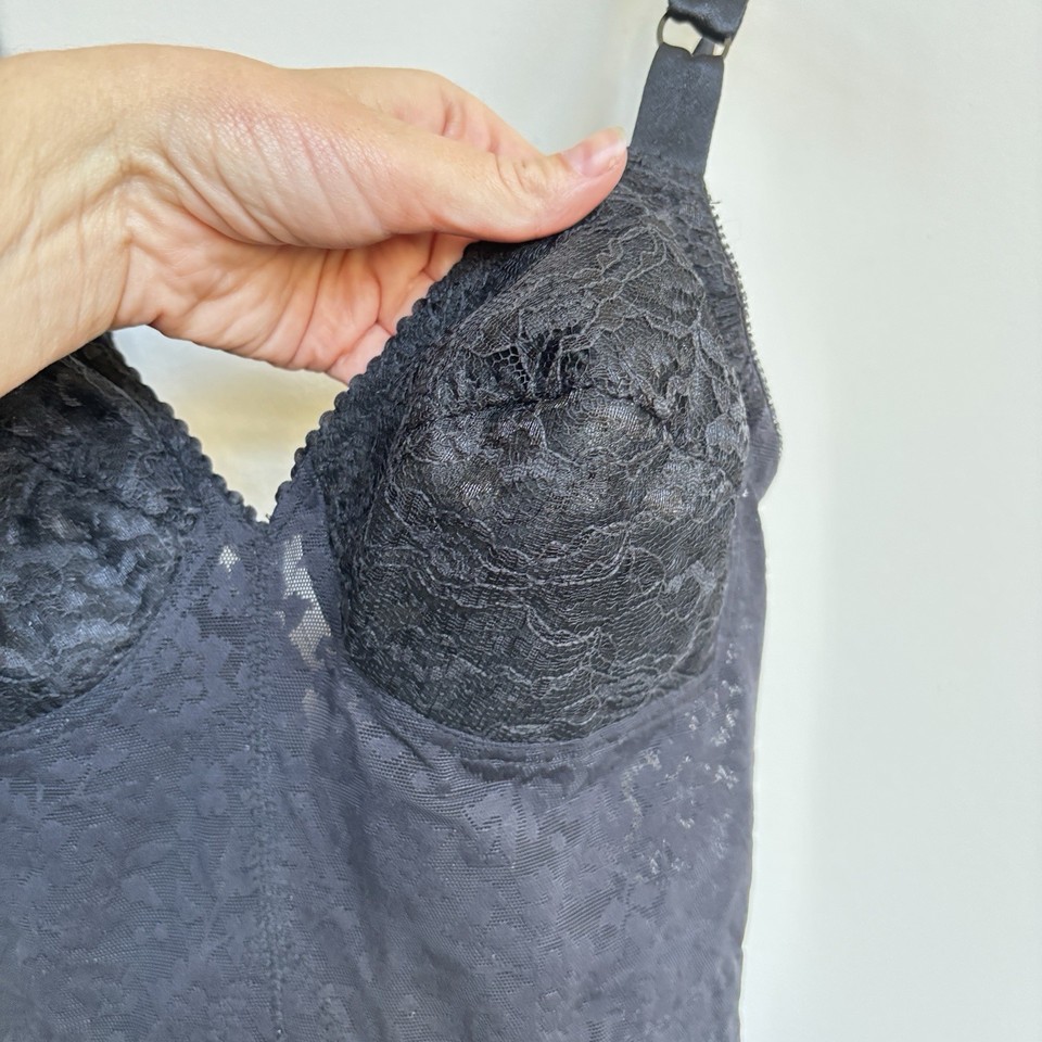 Rago #9057 Body Briefer Lace Shapewear Girdle Black 36B Garter Belts ...