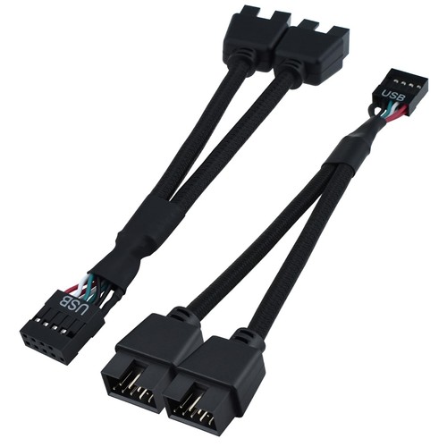 2Pcs Motherboard 9 Pin USB 2.0 to Dual 9 Pin Extension Splitter, USB 2. ...