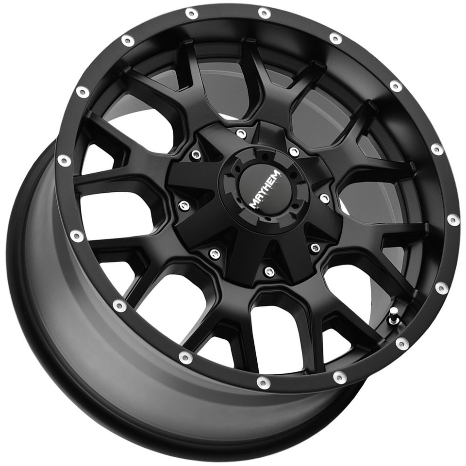 (Set of 4) Mayhem 8015 Warrior 18x9 8x180 +18mm Matte Black Wheels Rims ...