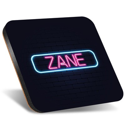 1x Square Coaster 12cm Neon Sign Design Zane Name #352619 | eBay
