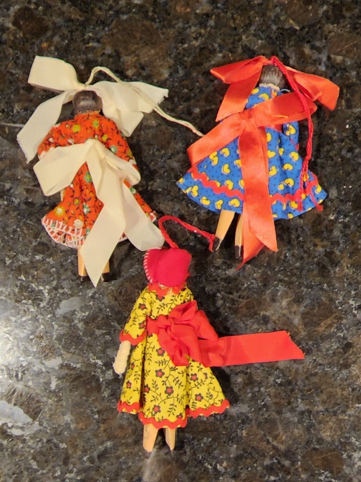 Vintage Clothes Pin Dolls Pipe Cleaner Arms Folk Art Lot of 10 | eBay