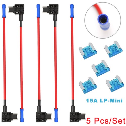 x5 Fuse TAP Adapter Kit 12V 15 Amp Car Add a circuit LP-Mini Blade ATT ...