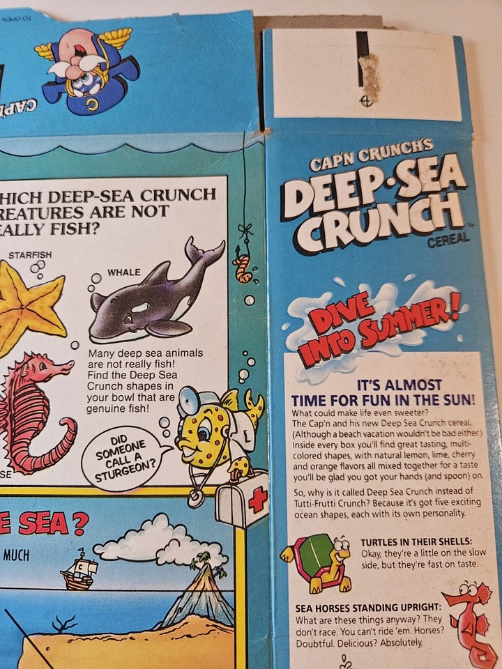 1993 "NEW!" Cap'n Crunch's Deep Sea Crunch RELEASE Cereal Box Flat | eBay