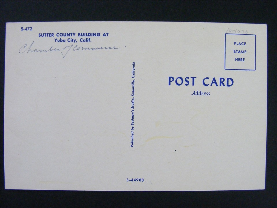 Yuba City California Sutter County Building Old Cars Vintage Postcard ...