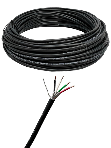 22 AWG 4 Conductor Stranded Shielded Plenum Cable Black CL3P Jacket for ...