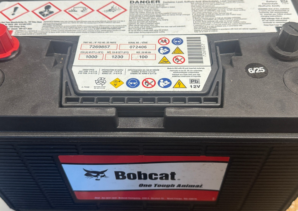 OEM Bobcat 12V Battery Group 31A for Skidsteer & Compact Track Loader ...