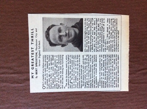 B2b Ephemera 1950 Article bert sproston Man City | eBay