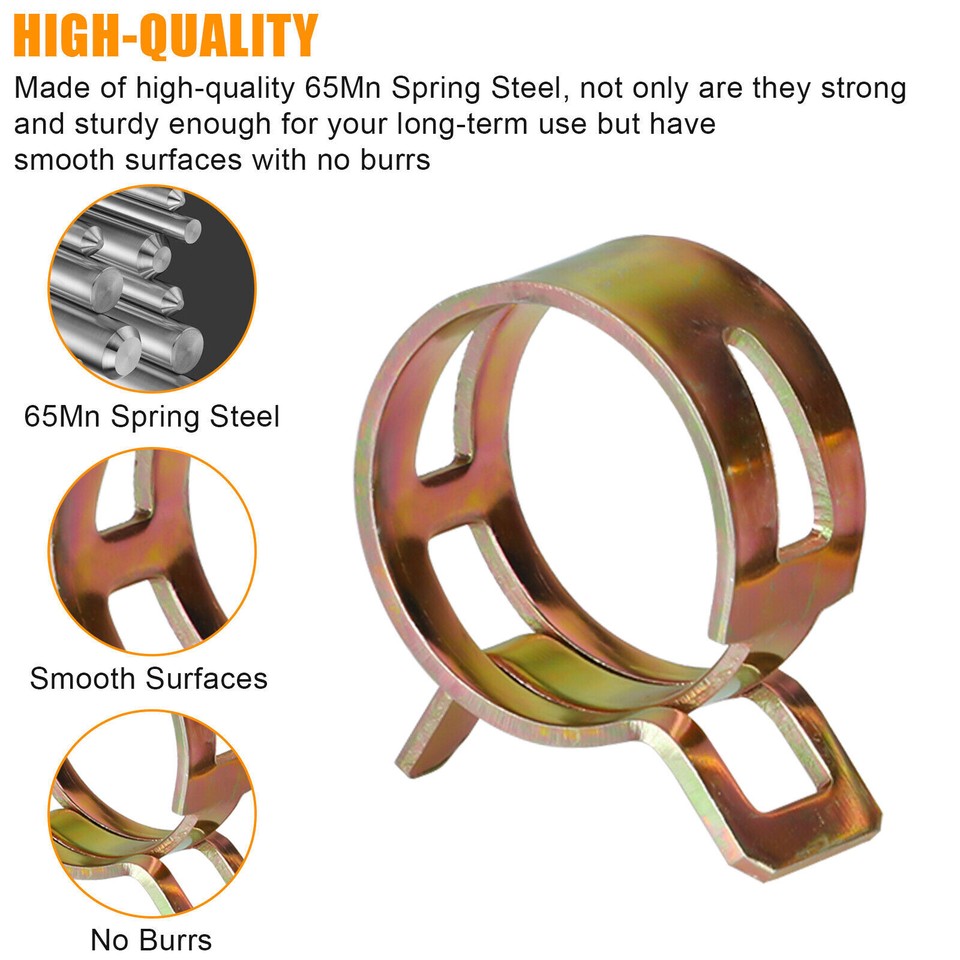 115PCS Hose Clamps Assortment Kit Spring Steel Clip Water Fuel Tube Air ...