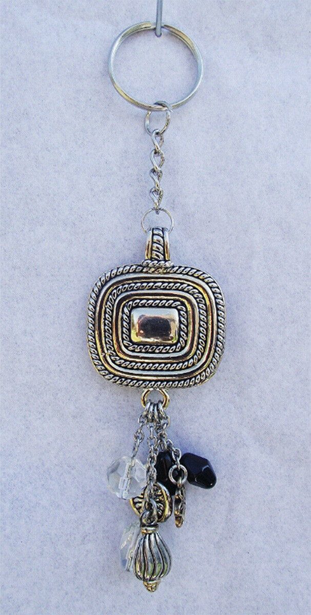DESIGNER INSPIRED 2 TONE SILVER & GOLD MULTI COLOR CRYSTAL METAL KEY ...