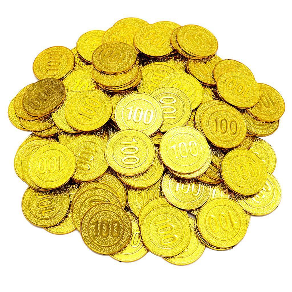 100 Pcs Gold Pirate Coins Plastic Treasure Pinata Fillers Children | eBay
