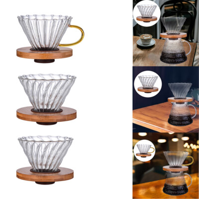 Coffee Filter Cup Manual Over Cone Coffee Maker with Wooden Holder Cafe ...