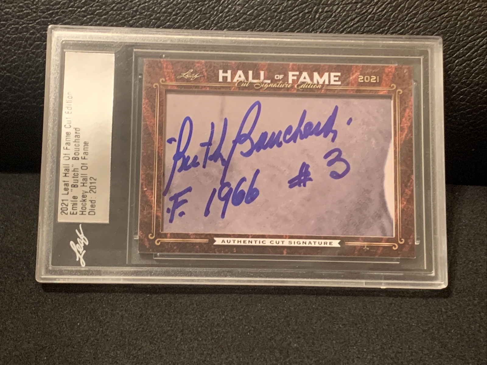 2021 LEAF HALL OF FAME CUT EDITION EMILE “BUTCH” BOUCHARD AUTO CUT ...