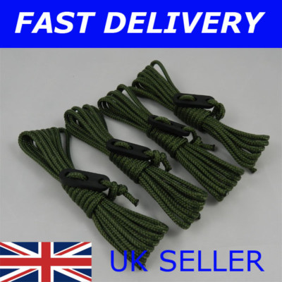 X4 OLIVE GREEN XL 4M Guy Line Ropes Tent Camping Gazebo Rope Paracord ...