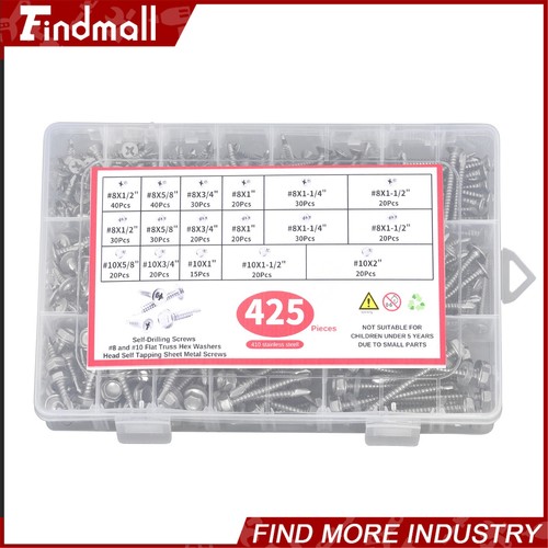 425PC 410 Stainless Steel Self Tapping Screws #8#10 Self Drilling ...