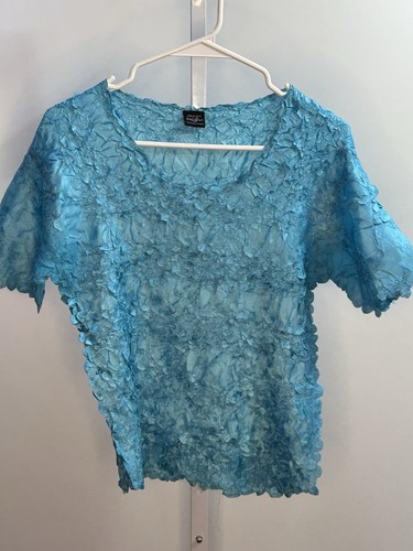 Origami Magic Scarf Women’s Top Crinkled Blue Stretchy, One Size. 2G | eBay