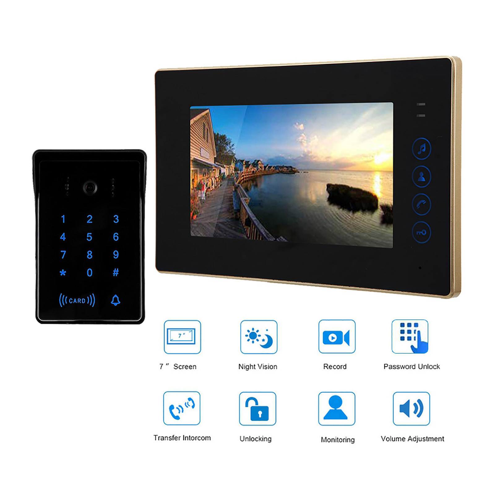 7 Wired Touch Keypad Card Remote Control Video Door Phone Doorbell With ...