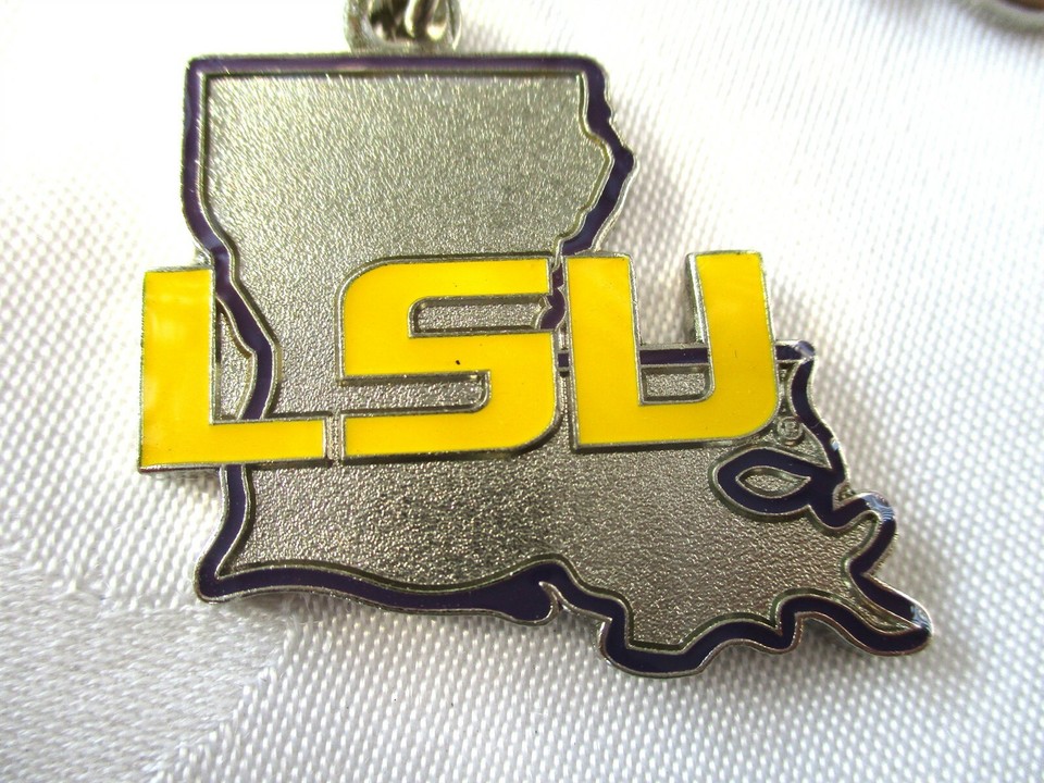 LSU TIGERS Heavyweight Metal State Shaped KEY CHAIN RING #01 - NEW | eBay