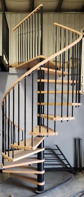 Arke K07086 Phoenix 63" Dia. Wood Tread Spiral Staircase Kit - 99-1/4"H - 109"H | eBay