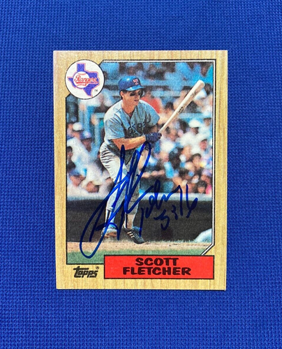 1987 TOPPS SCOTT FLETCHER TEXAS RANGERS SIGNED AUTOGRAPHED CARD #462 W ...